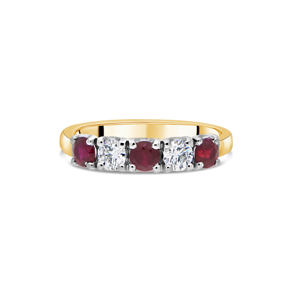 The "Arc" Ruby and Diamond Eternity Ring (Yellow Gold)